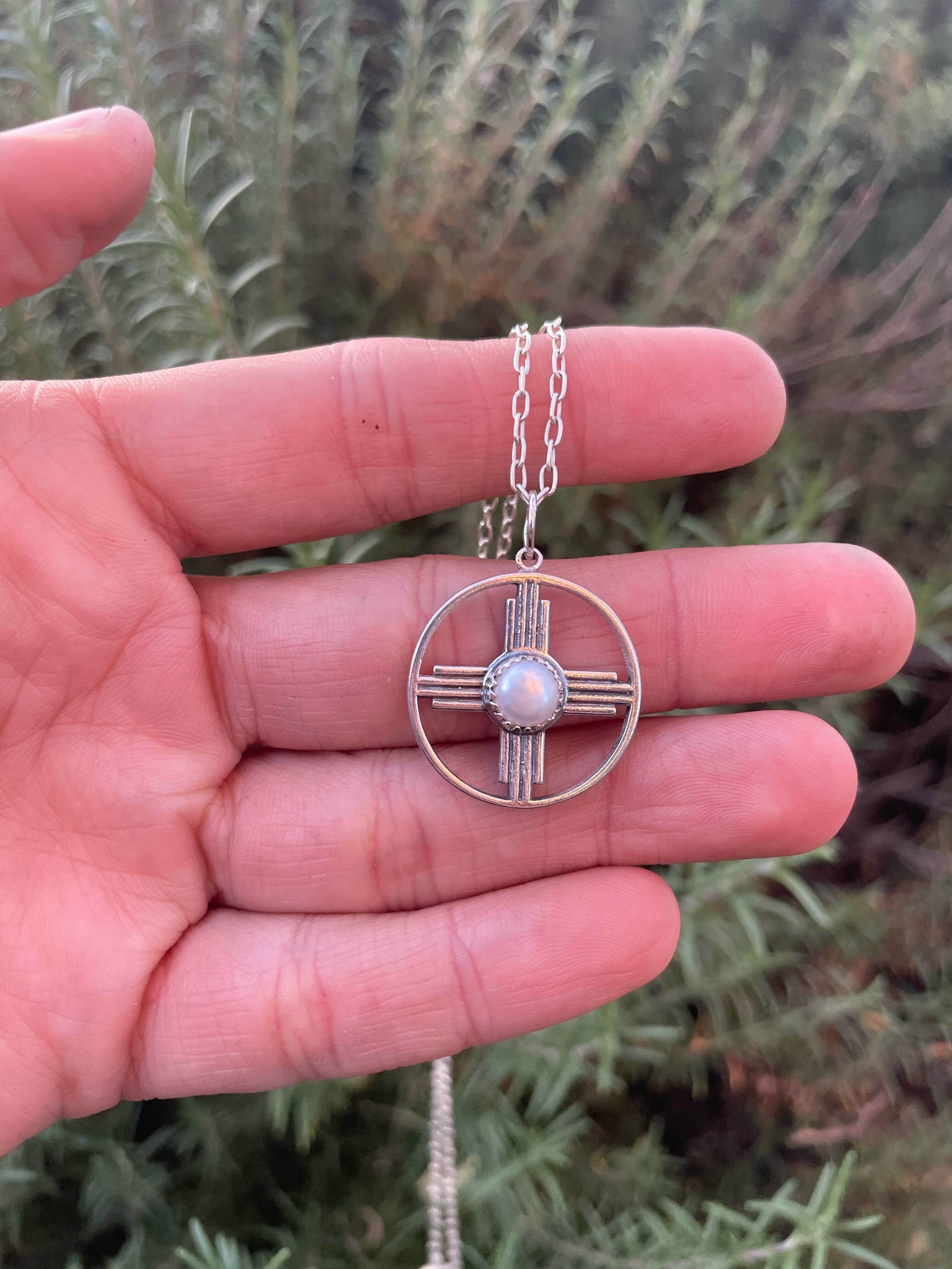 circle zia pearl pendant | Anka Jewelry Designs