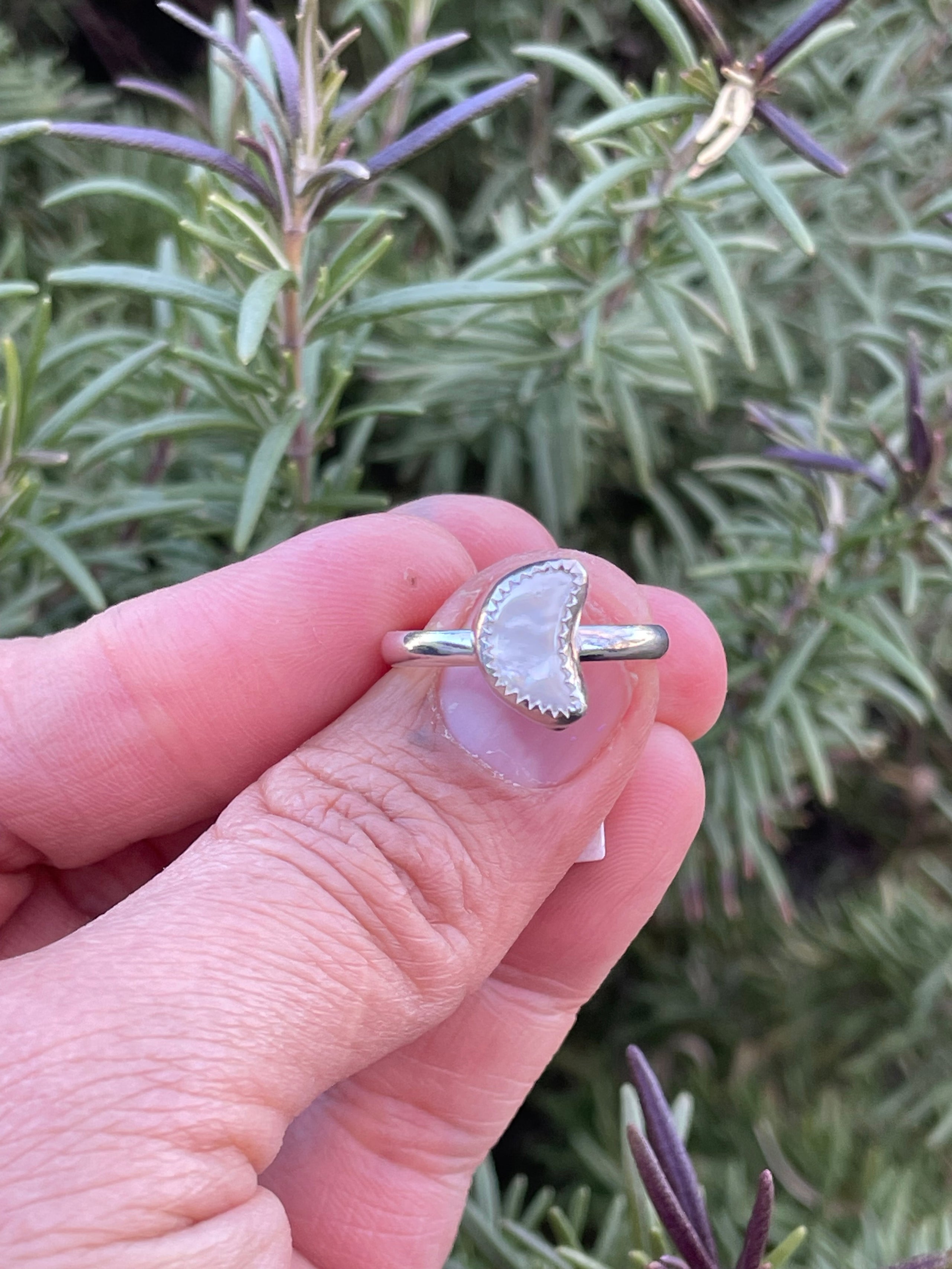 Crescent moon pearl ring | Anka Jewelry Designs